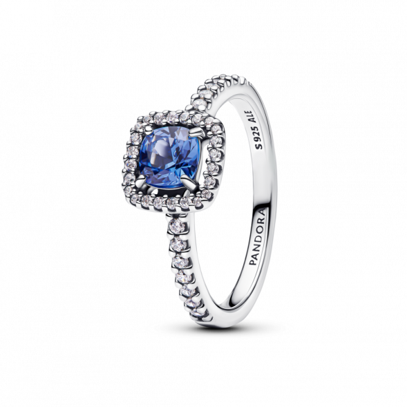Sparkling Square Blue Halo Ring – Stylee